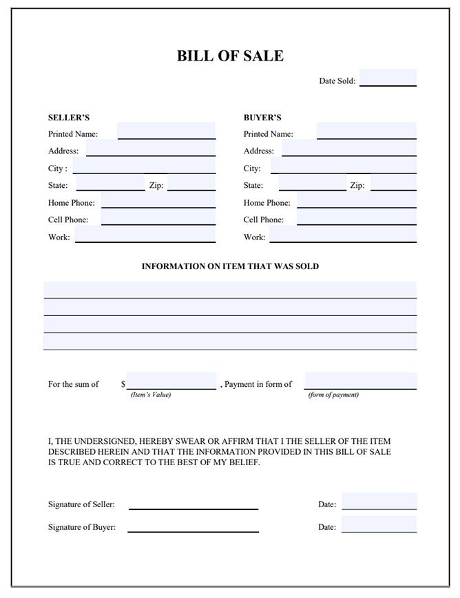 Editable Bill Of Sale Juicegraphic